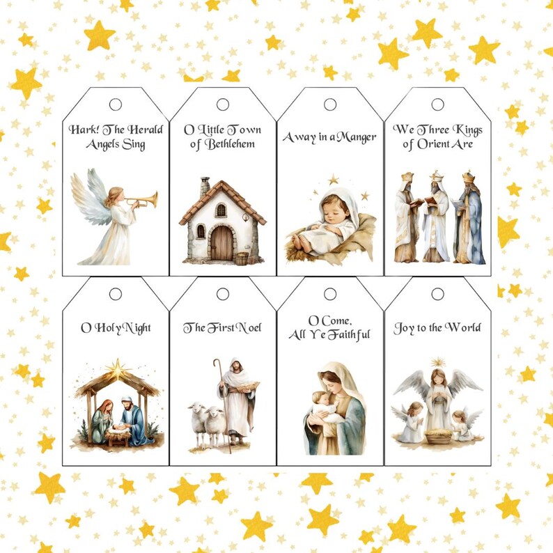 Christmas Nativity Gift Tags – Printable Holiday Labels (instant ...