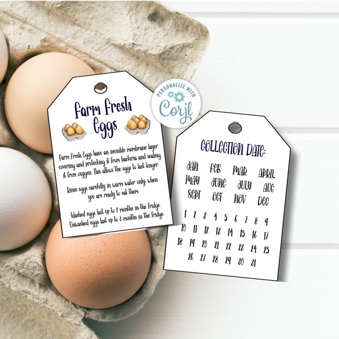 Farm Fresh Eggs Gift Tags – Printable Rustic Country Labels – Perfect ...