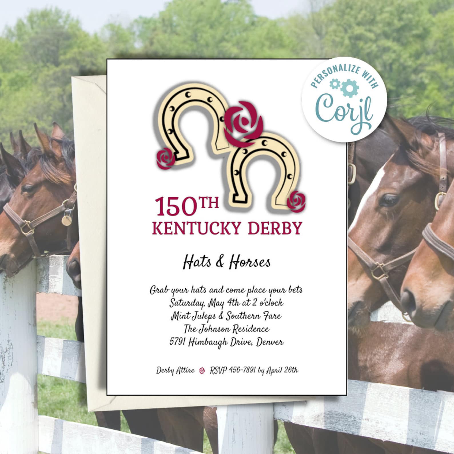 Kentucky Derby Party Invitation, Horse Racing Invitation, Derby Party ...