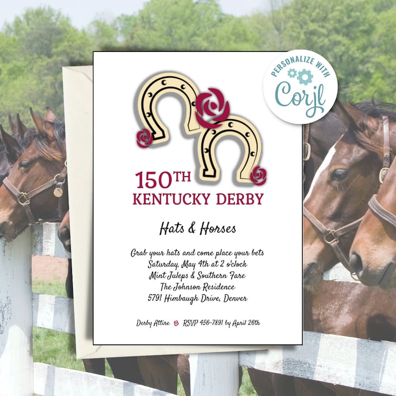 Kentucky Derby Party Invitation, Horse Racing Invitation, Derby Party ...