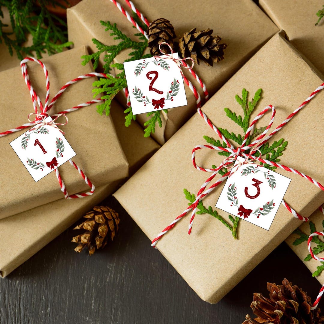 Printable Advent Calendar Number Tags | Christmas Countdown Cards | 2 ...