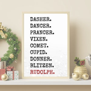 Christmas Print, Christmas Reindeer Print, Santa's Reindeer Print ...