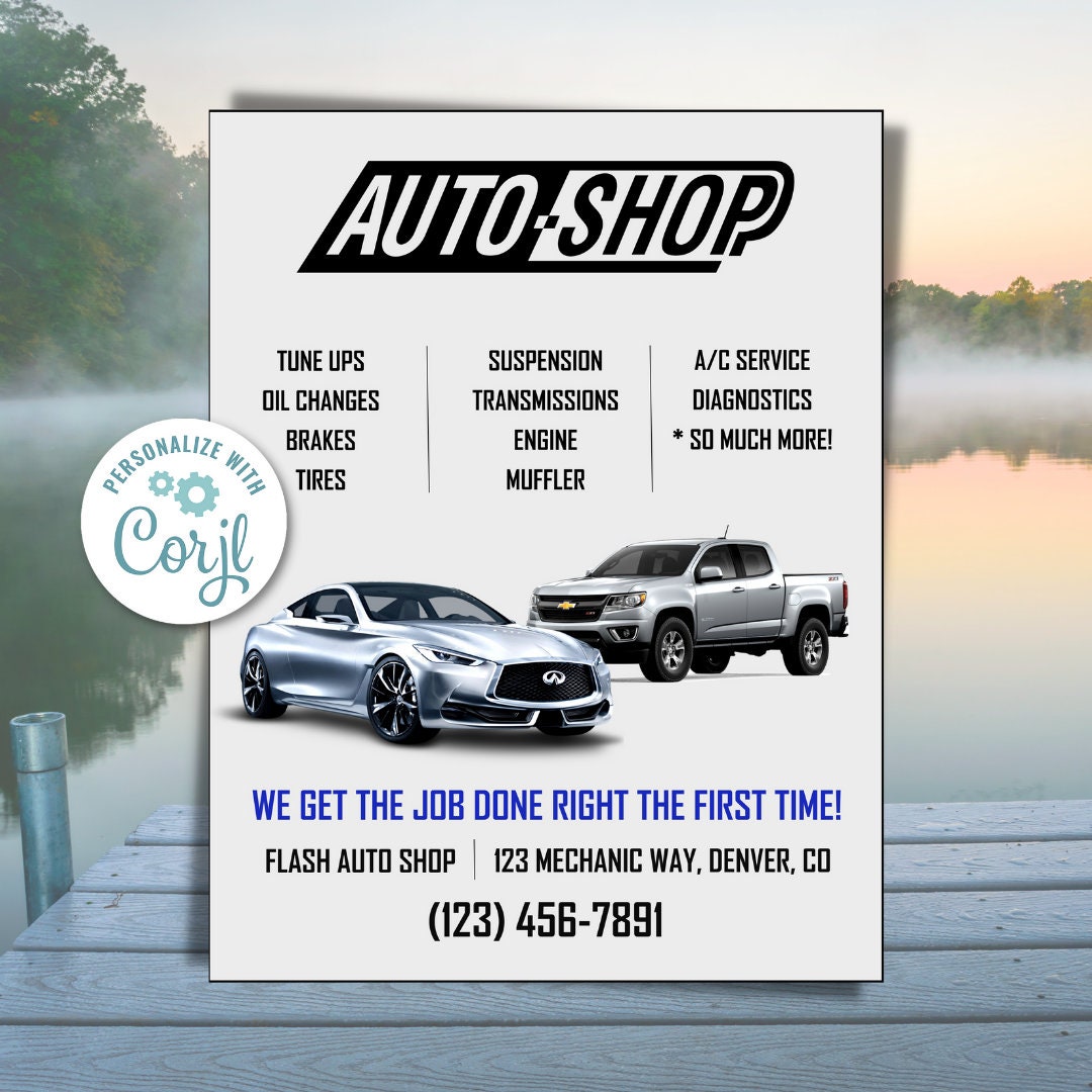 Auto Shop Repair Flyer, Automotive Services Flyer, Mechanic Work Flyer ...