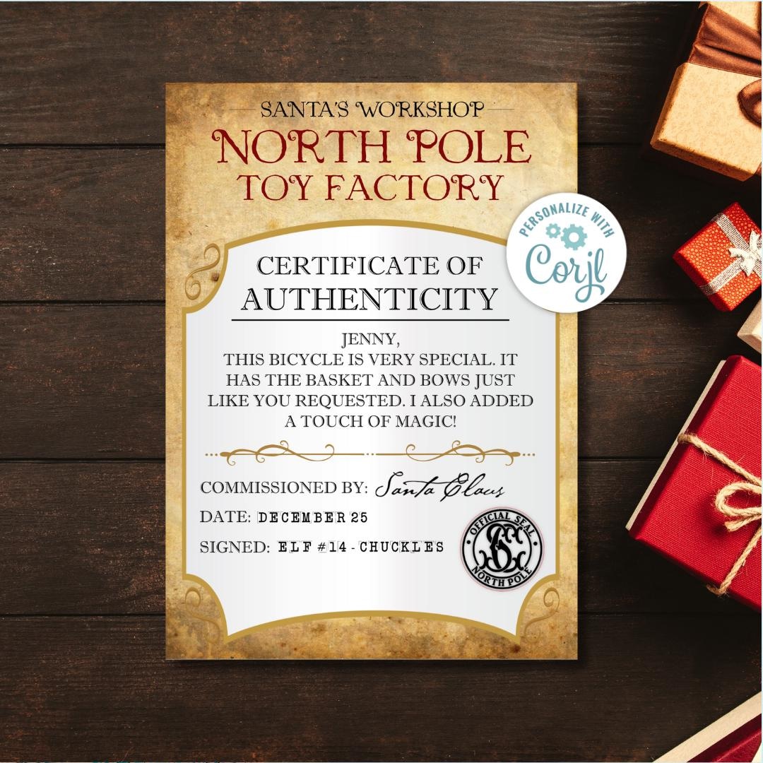 Santa's Toy Factory Certificate of Authenticity - Printable Christmas ...