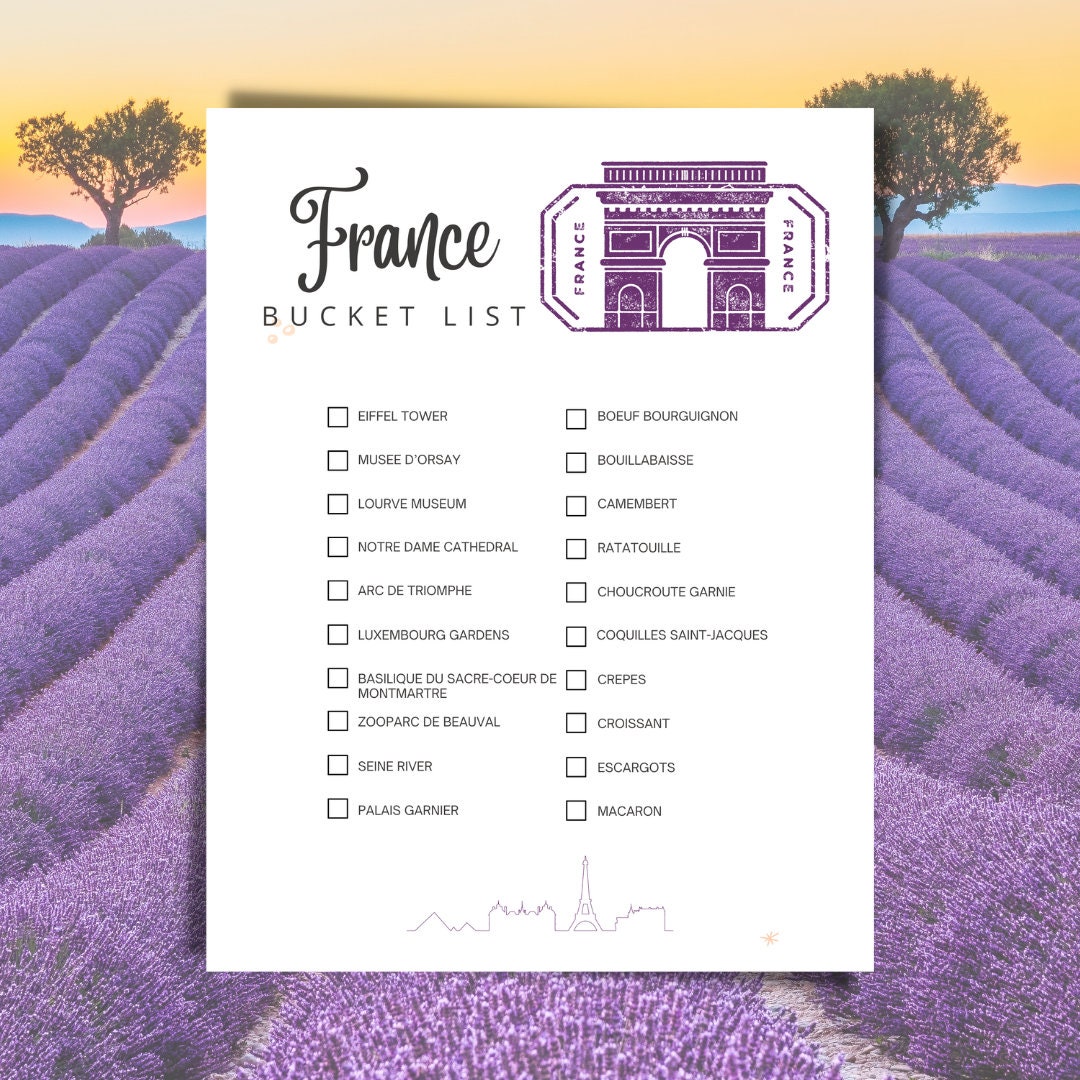 France Travel Bucket List | Printable Travel Checklist | Instant ...