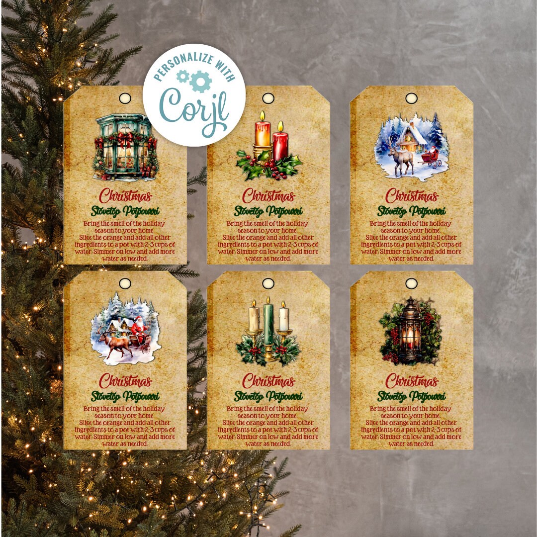 Christmas Potpourri Gift Tags – Printable Holiday Scented Sachet Labels ...