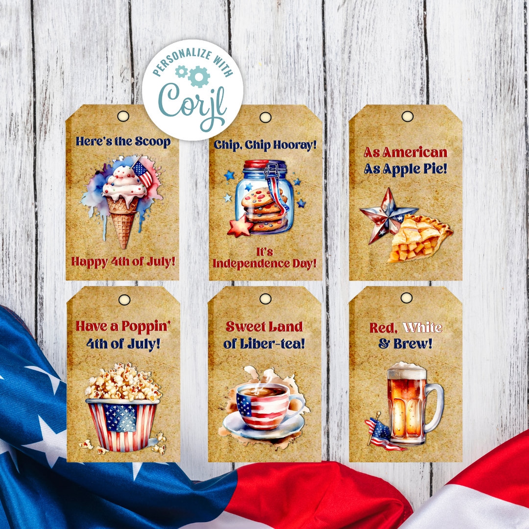 Editable 4th of July Gift Tags, Gift Tags, Fourth of July Gift Tags ...