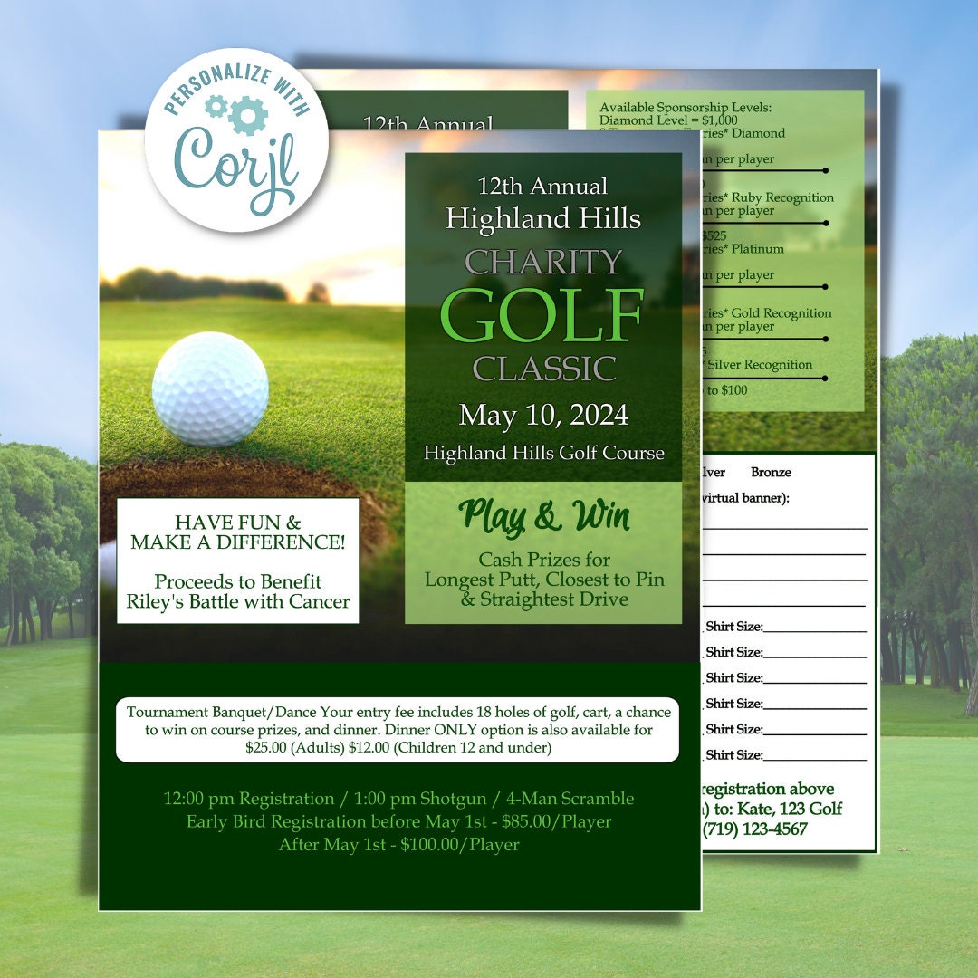 Golf Tournament Flyer: Editable Charity Event Template (instant ...