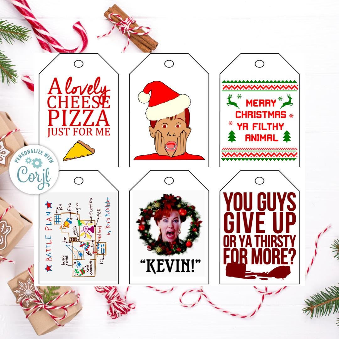 Editable Home Alone Christmas Gift Tags, Gift Tags, Favor Tags ...