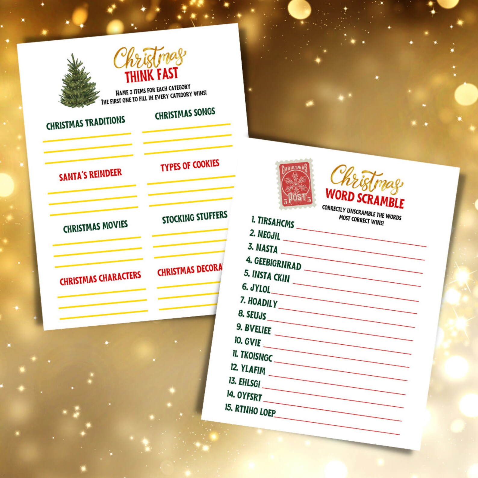 Printable Christmas Games, Four Christmas Games, Christmas Games ...