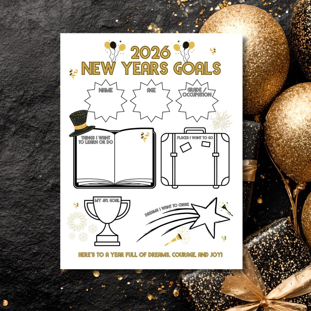 2026 New Years Goals Printable – New Year Goal Planner – Resolution ...