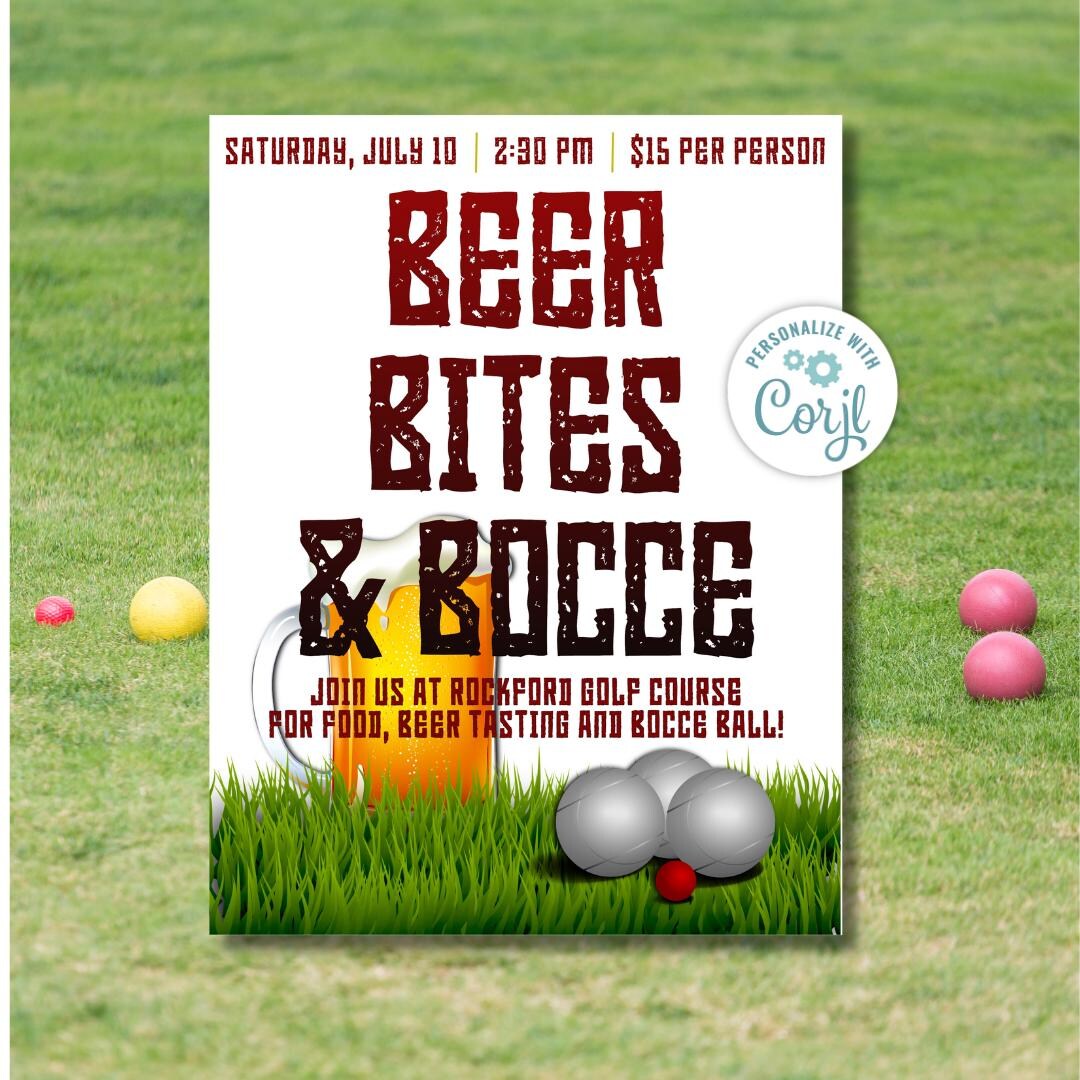 Beer, Bites & Bocce Flyer – Printable and Editable Event Flyer for ...