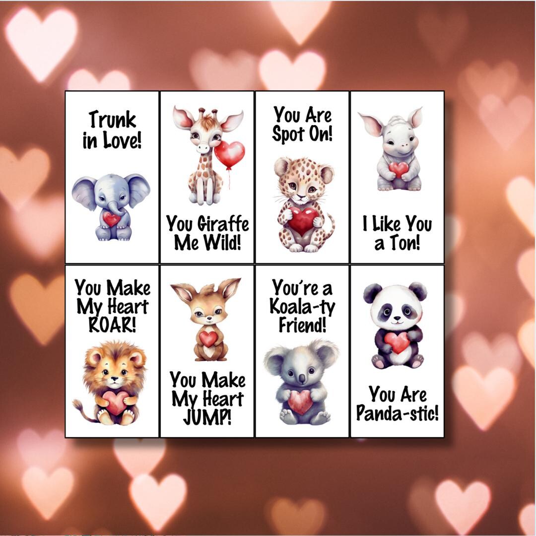 Animal Valentine Cards – Cute Printable Valentine’s Day Cards for Kids ...
