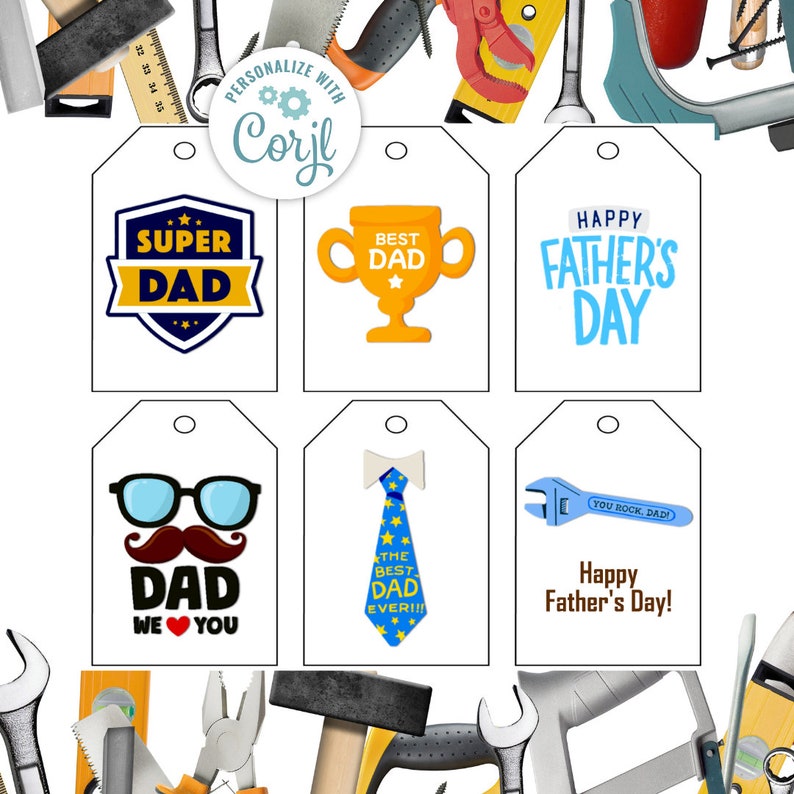 Father's Day Gift Tags, Happy Father's Day, Gift Favor Tags, Gift Tags ...