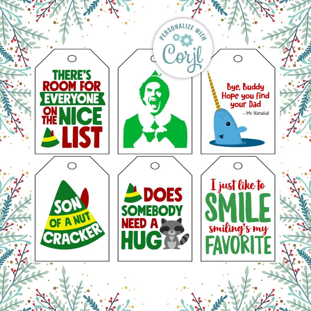 Elf Movie Gift Tags, Elf Movie Christmas Gift Tags, Christmas Gift Tags ...