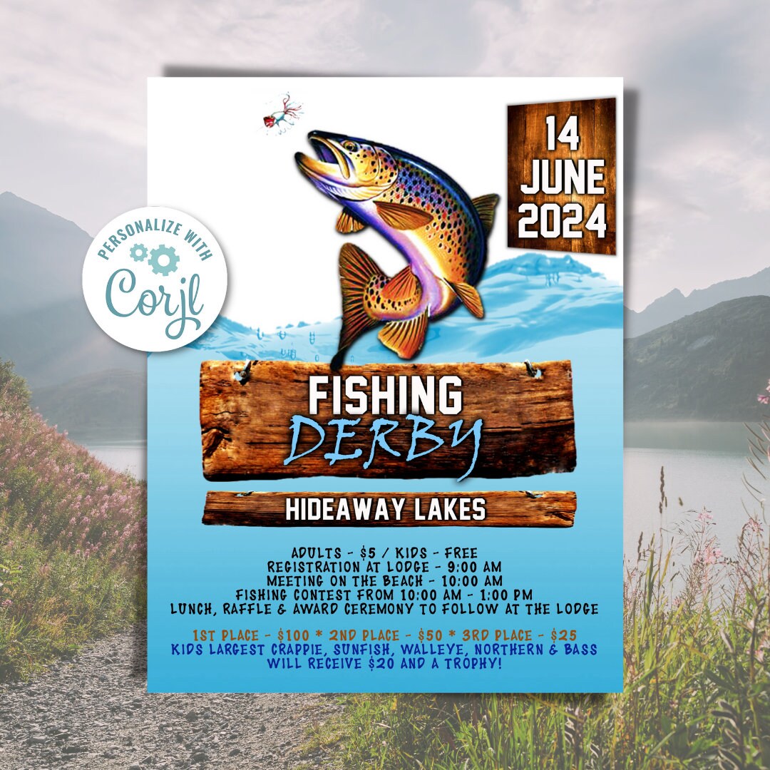 Fishing Derby Flyer: Community Event Invitation (editable, Instant ...