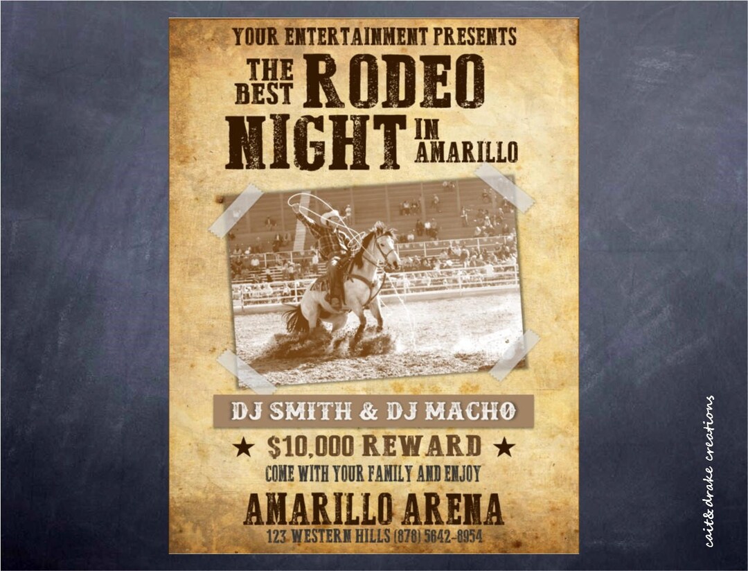 Rodeo PBR Cowboy Night Fairgrounds Arena Flyer Digital Print - Etsy