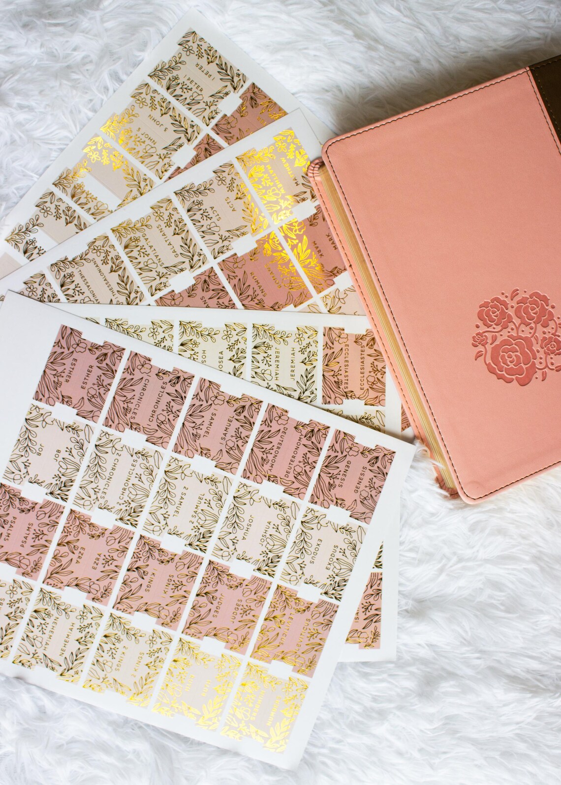 Bible Tabs – Rose Gold Foil Floral Design (only Tabs) | NIV VERSION - Etsy