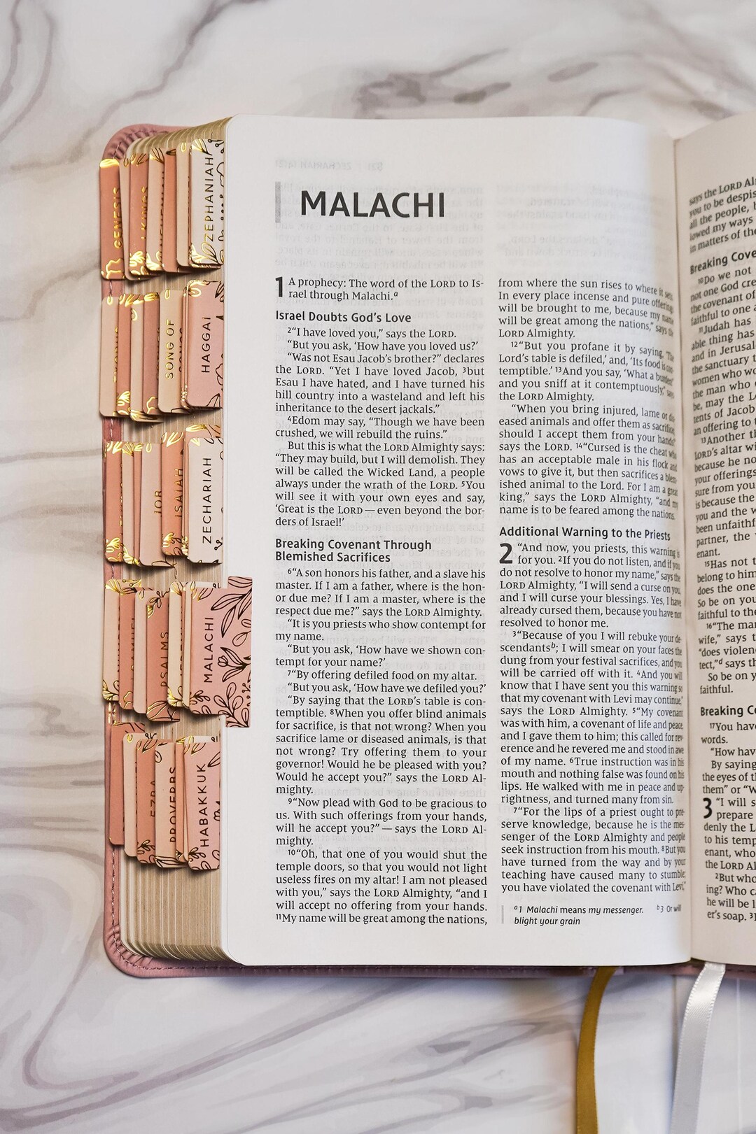 Bible Tabs – Rose Gold Foil Floral Design (only Tabs) | NIV VERSION - Etsy