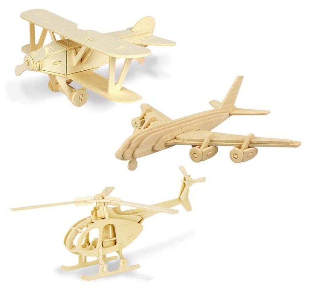 3D Wooden Puzzle Kits for Kids – Construction Woodcraft Models ...