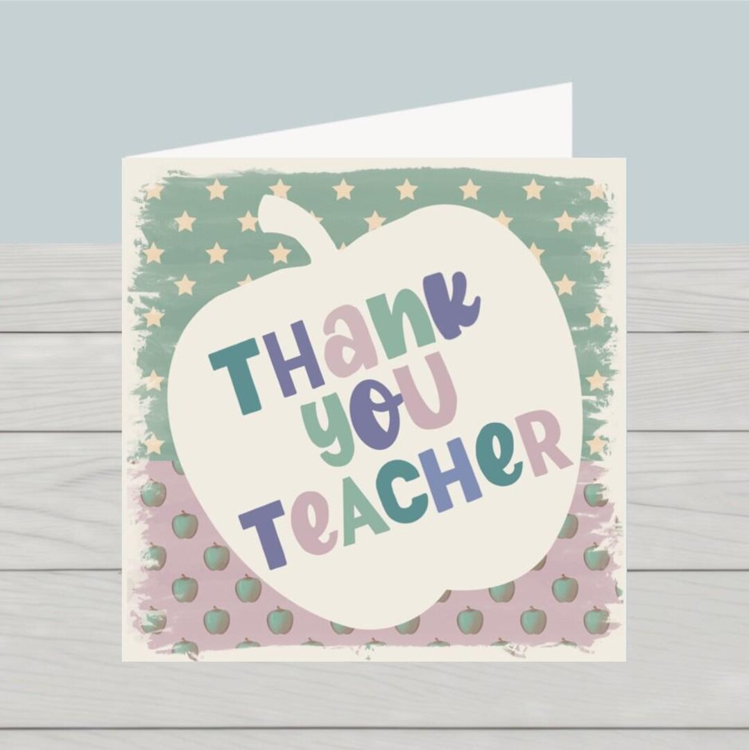 Thank You Teacher Card Apple, Thank You Card Teacher, Thank You Card ...