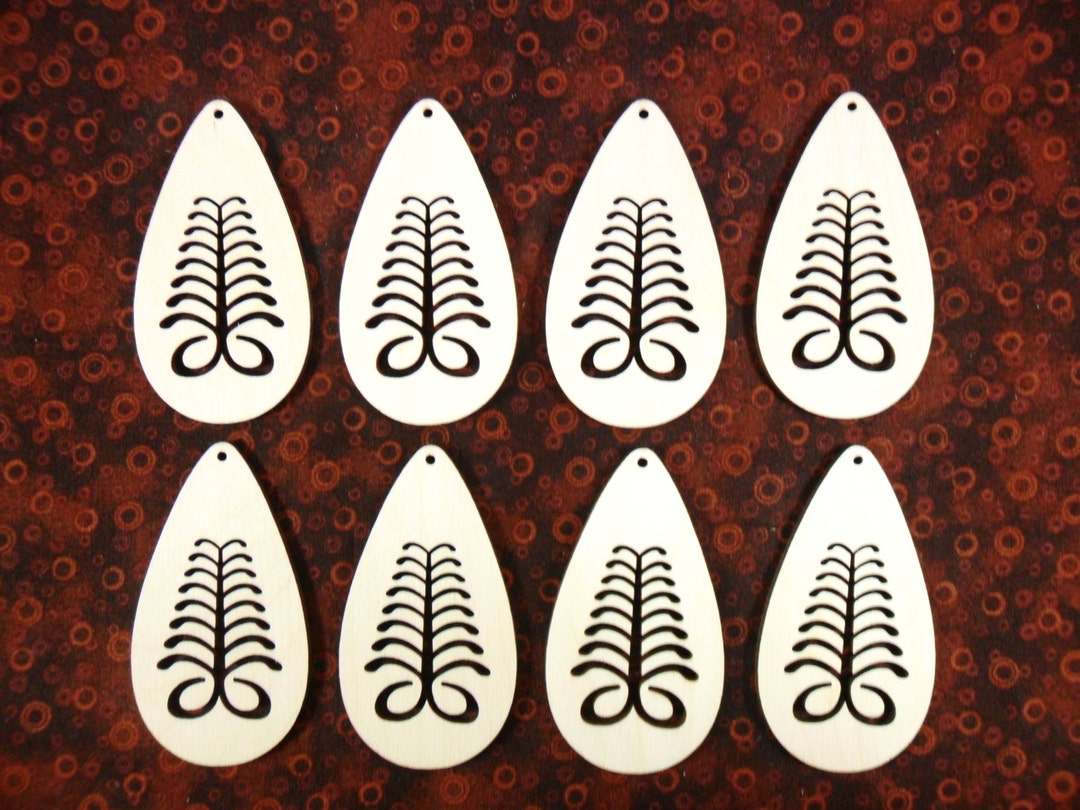 African Earring Blanks Adinkra Aya Fern Teardrop Shape 3 H Laser Cut ...