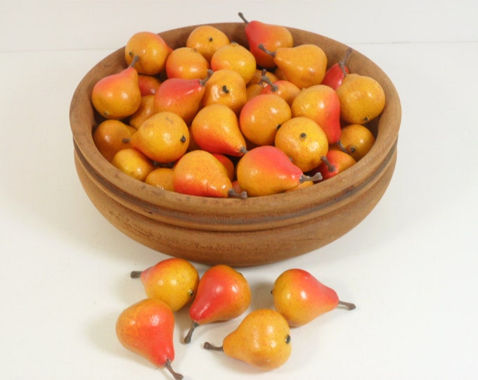 Miniature Pears 1 1/4 Artificial Fruit Orange Yellow Fall Floral Bowl ...