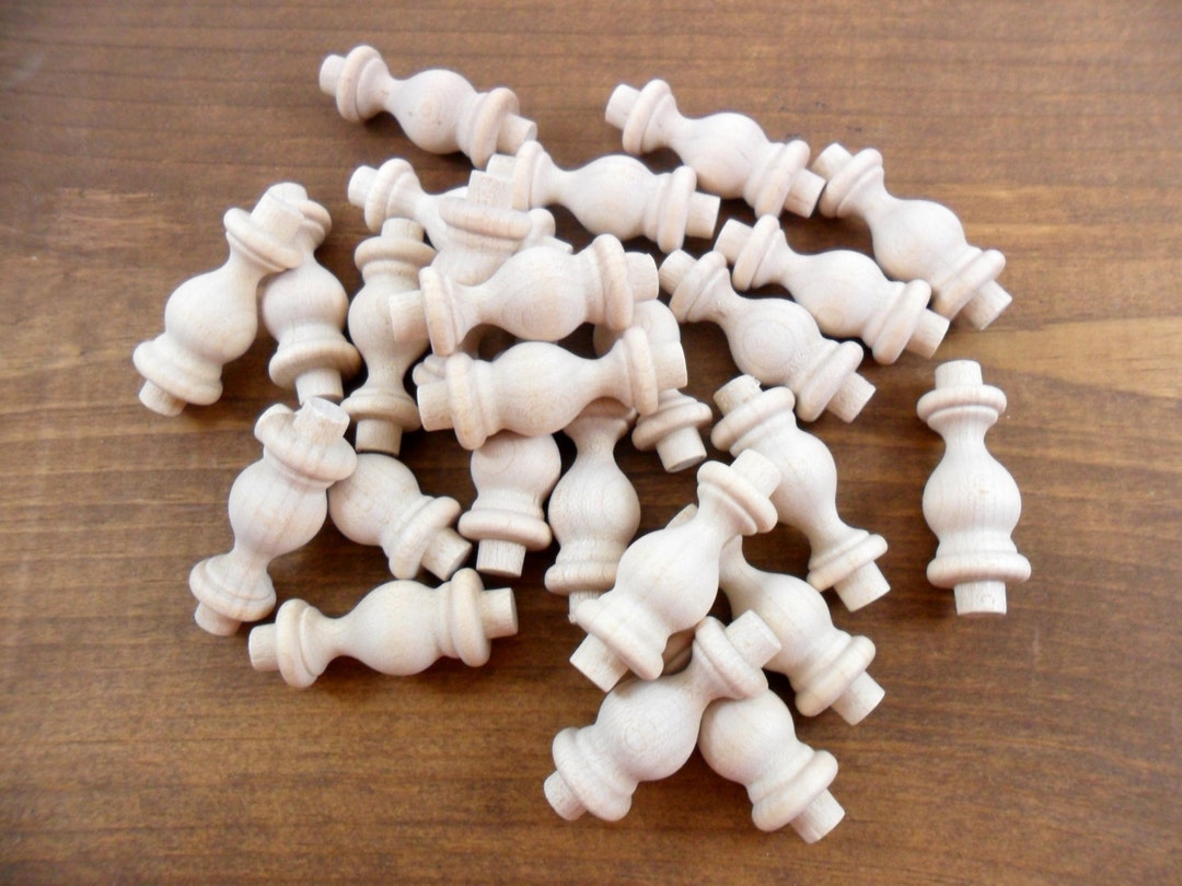 Wood Spindles Mini Balusters Galley Rail 1 1/2" X 1/2" X 1/4" Tenon ...