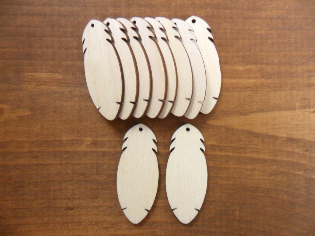 Feather Wood Earring Shapes 2" H Laser Cut Wood Jewelry - 20 Pieces - Etsy
