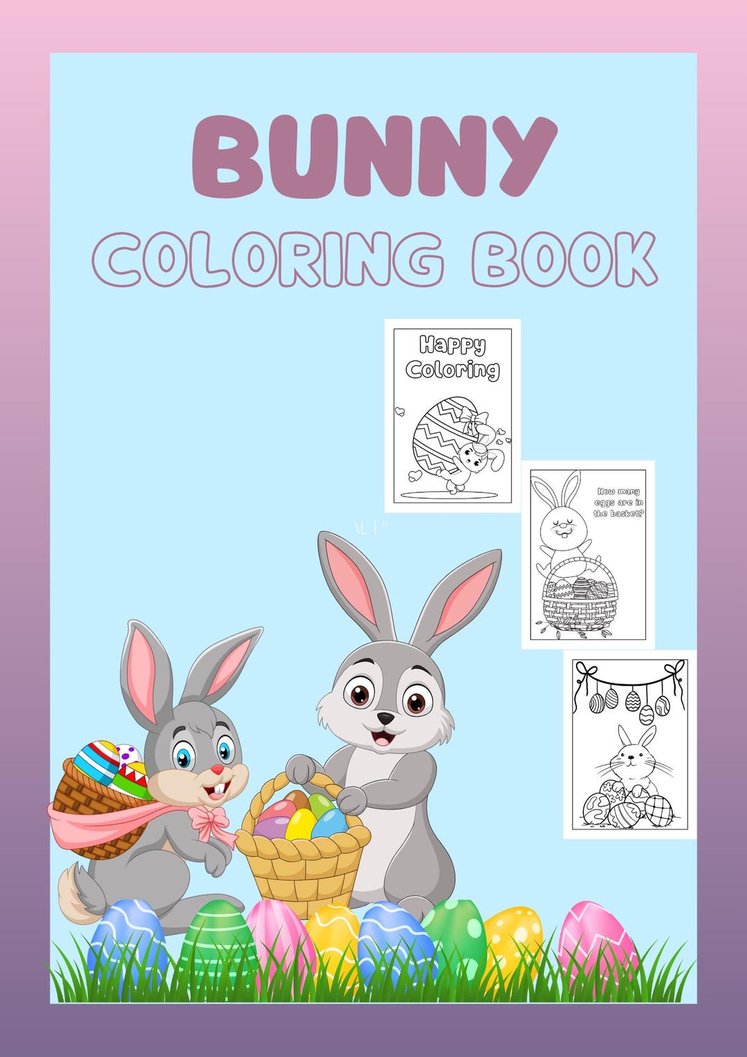 Printable Bunny Coloring Book for Kids | Cute Bunny & Eggs 10 Activity ...