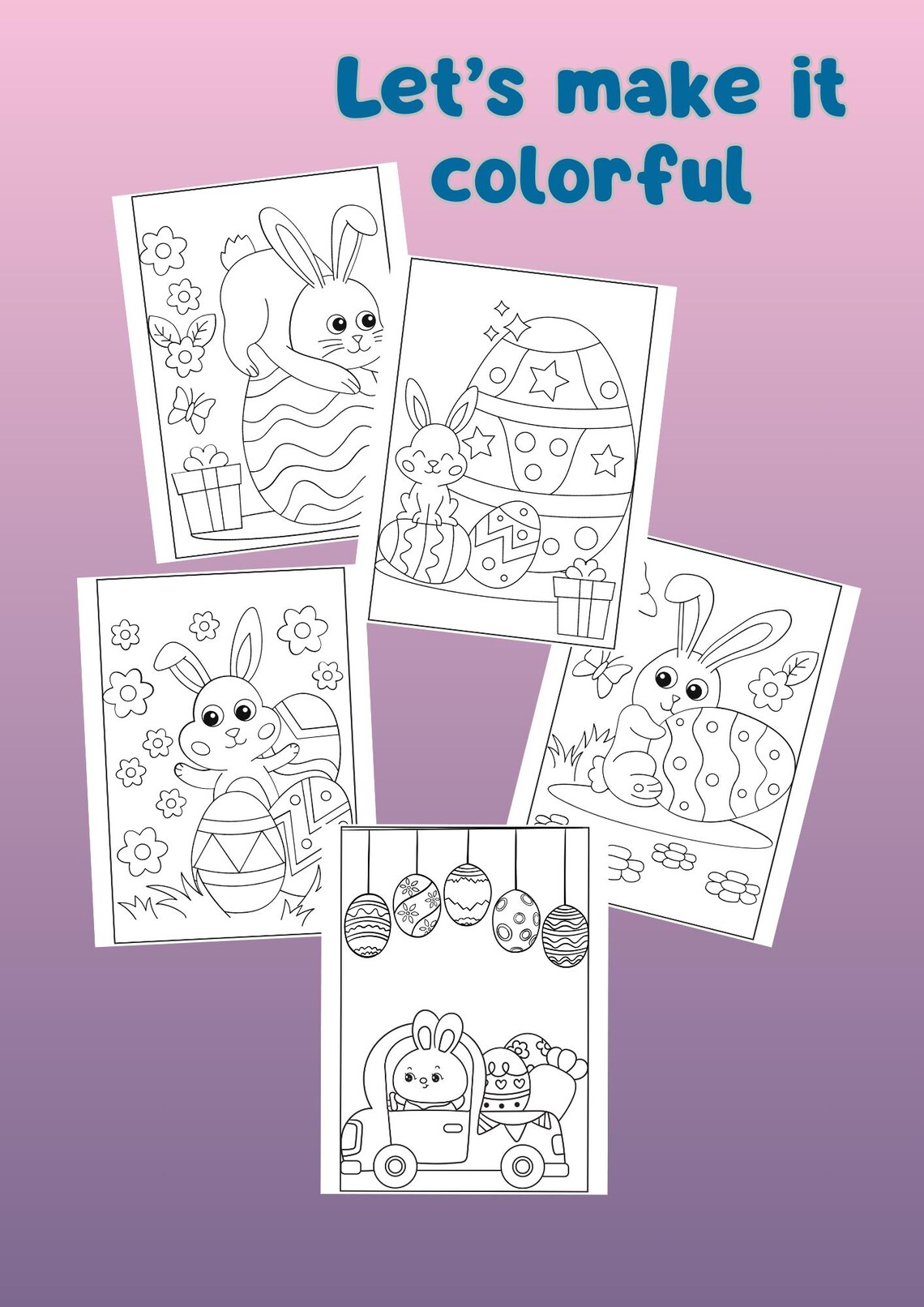 Printable Bunny Coloring Book for Kids | Cute Bunny & Eggs 10 Activity ...