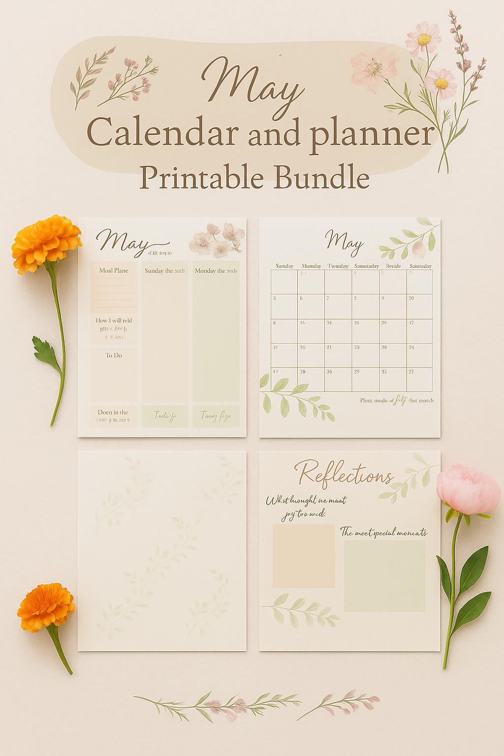 Printable May Calendar Planner | Minimalist Printable Bundle | Instant ...