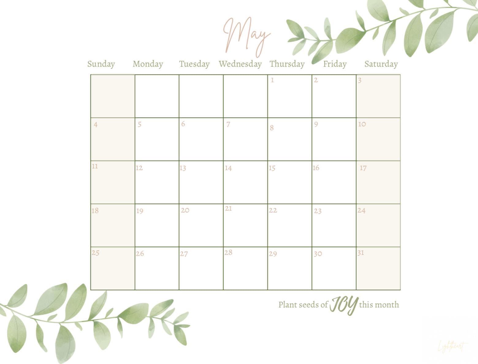 May Calendar | Printable May Calendar | May 2025 - Etsy