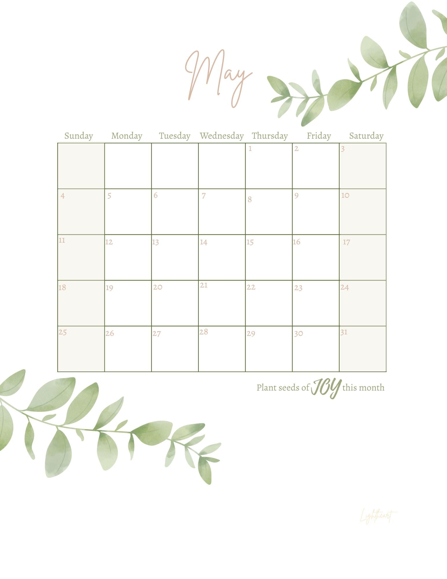 Printable May Calendar Planner | Minimalist Printable Bundle | Instant ...