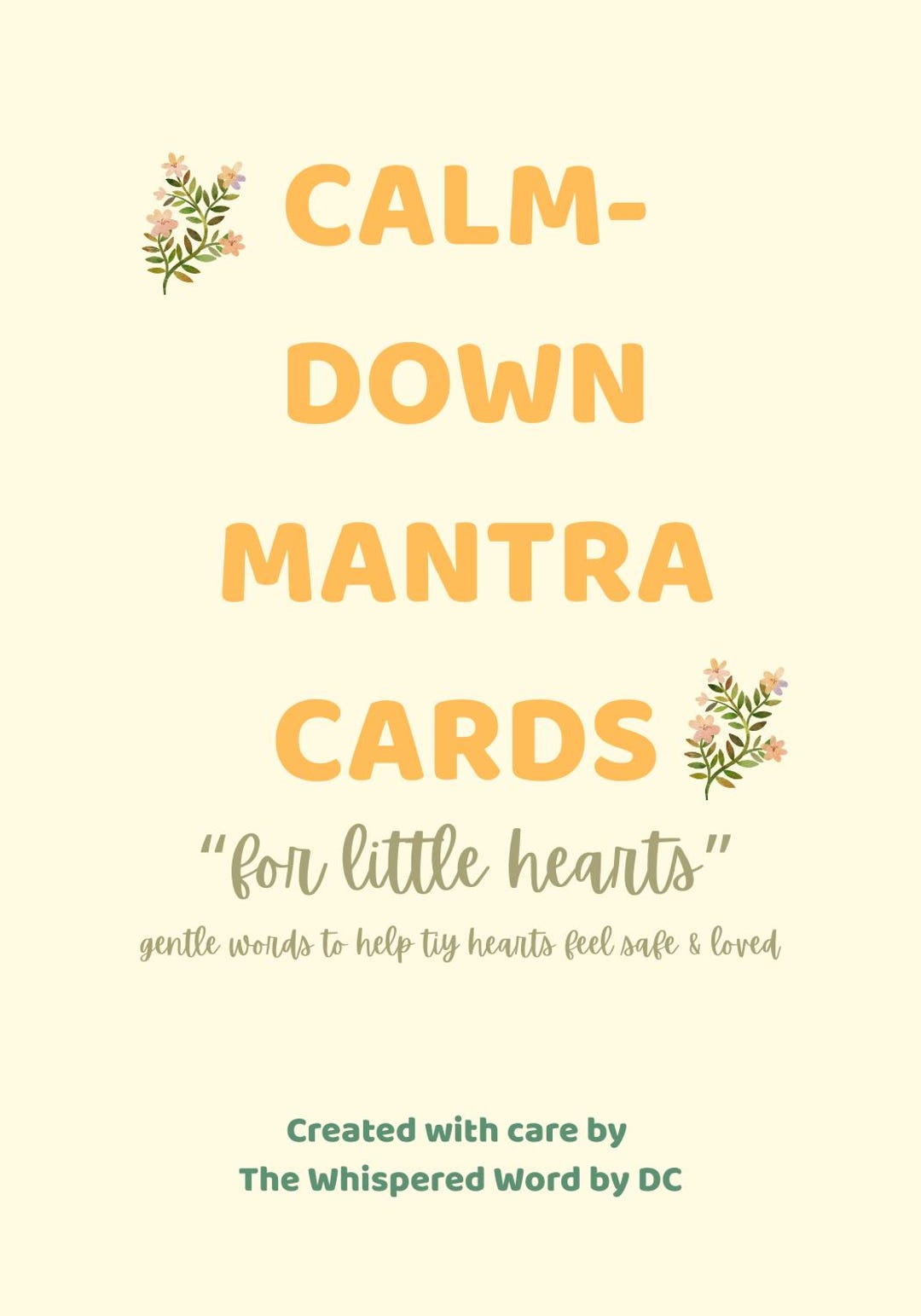 Calm Down Mantras for Little Hearts Printable Affirmations Mindfulness ...