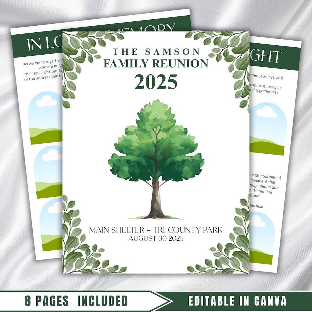 Family Reunion Program Template: Editable Keepsake Booklet (PDF ...