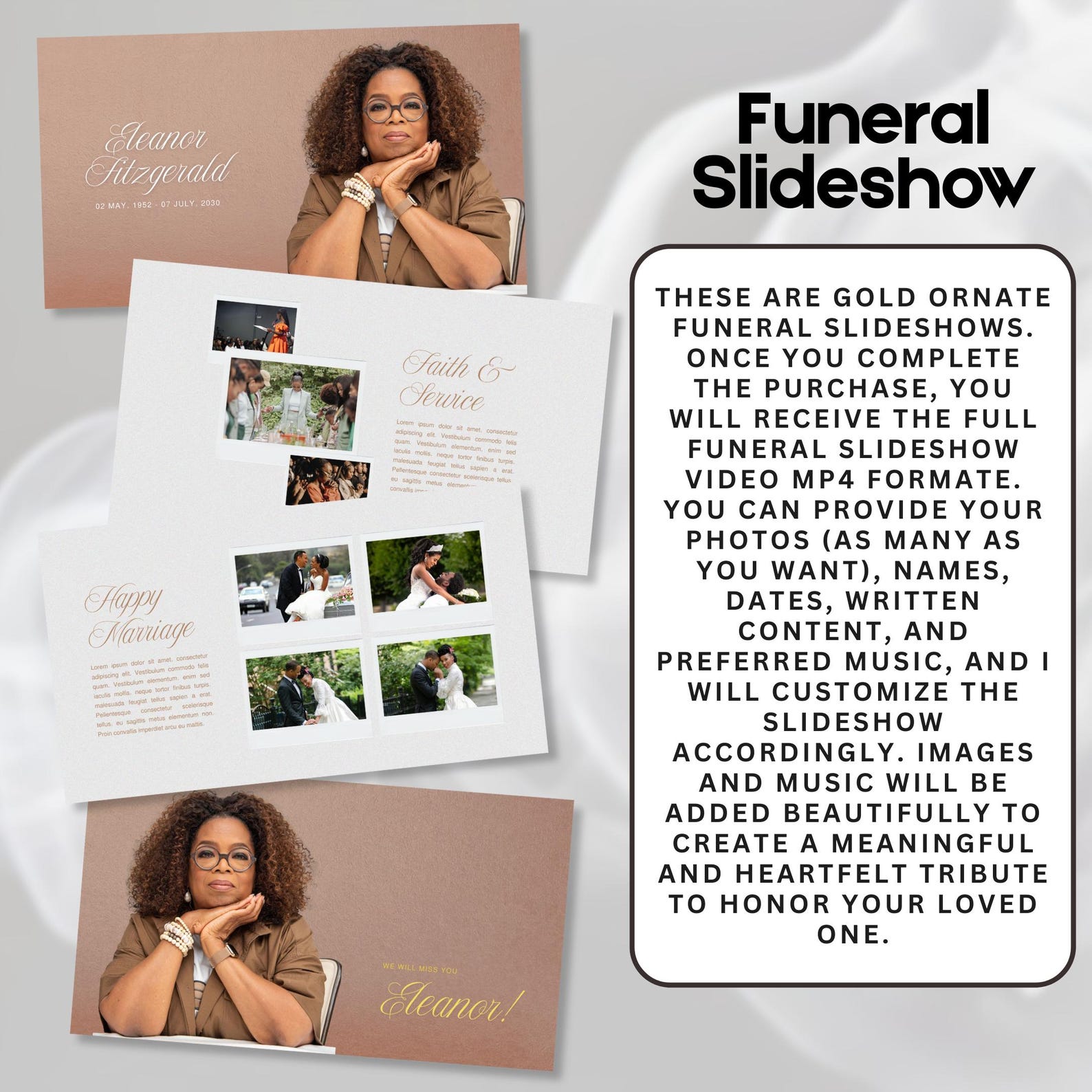 Custom Funeral Memorial Slideshow – Celebration of Life Video (24 Hour ...