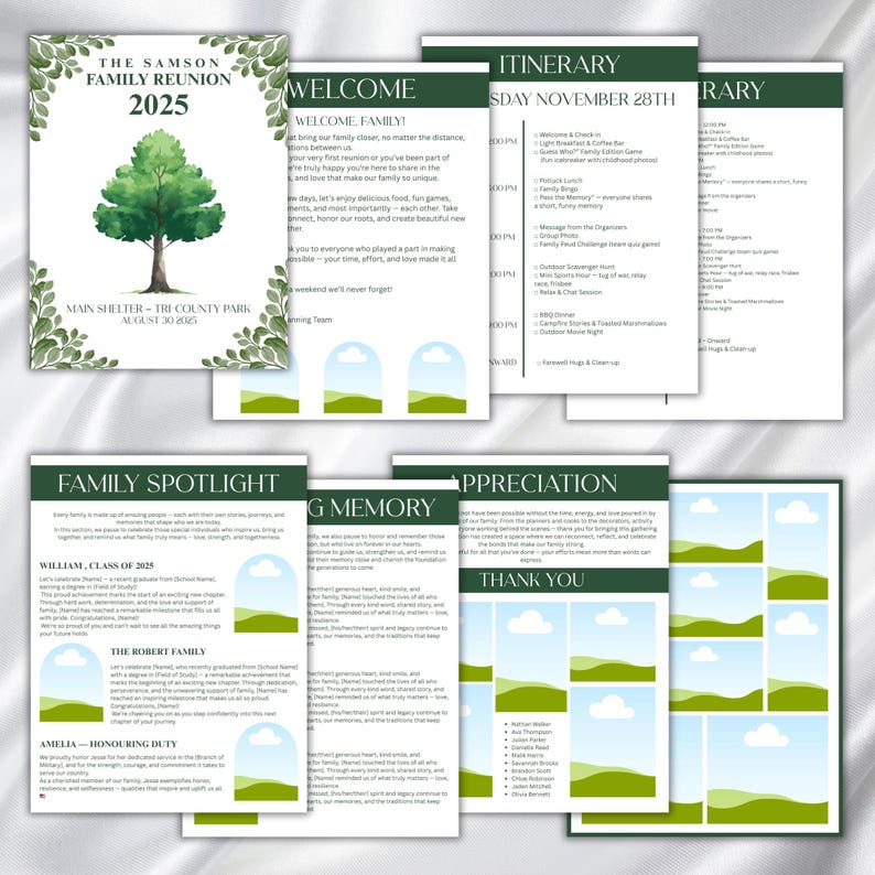 Family Reunion Program Template: Editable Keepsake Booklet (PDF ...