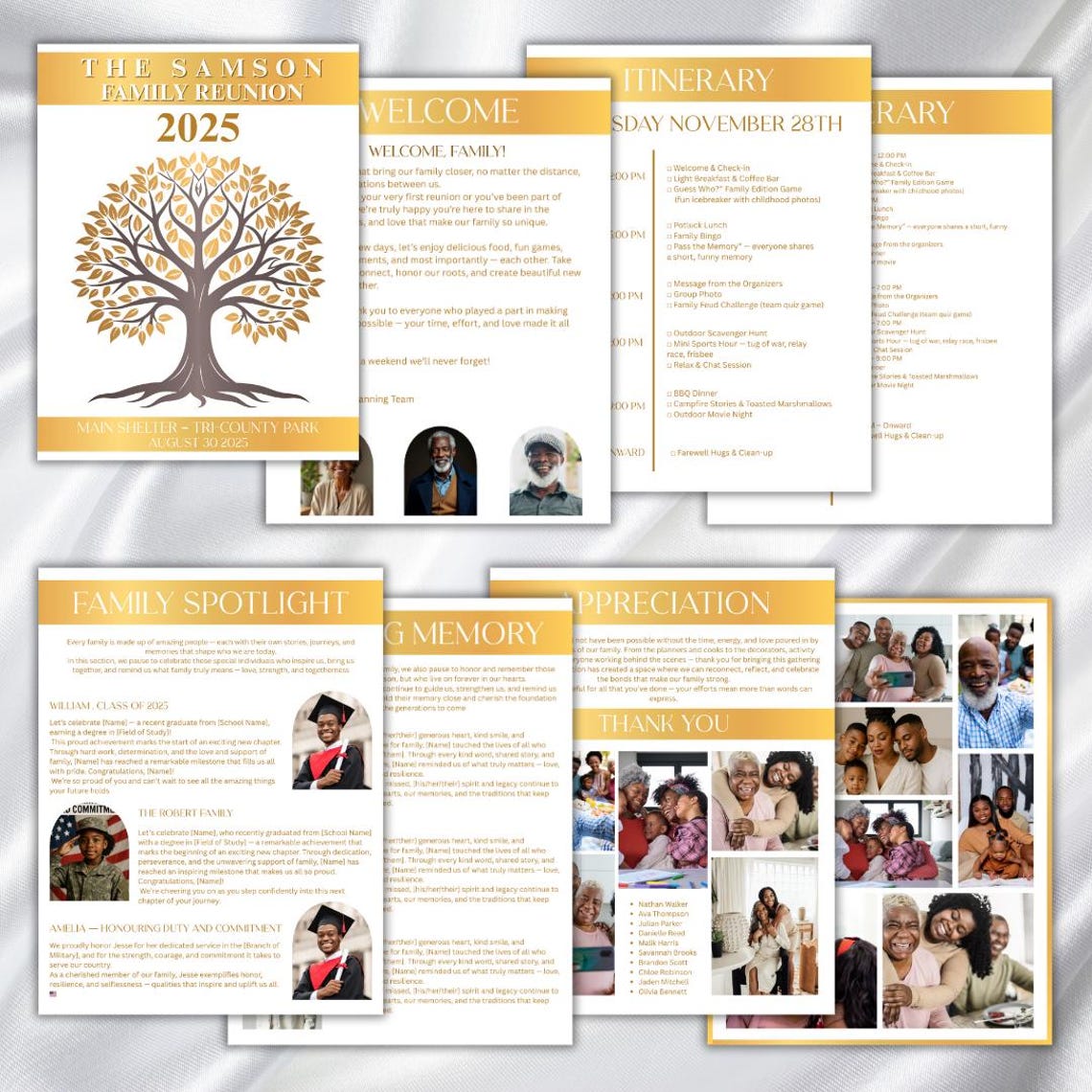 Family Reunion Program Template: Editable Keepsake Booklet (PDF ...