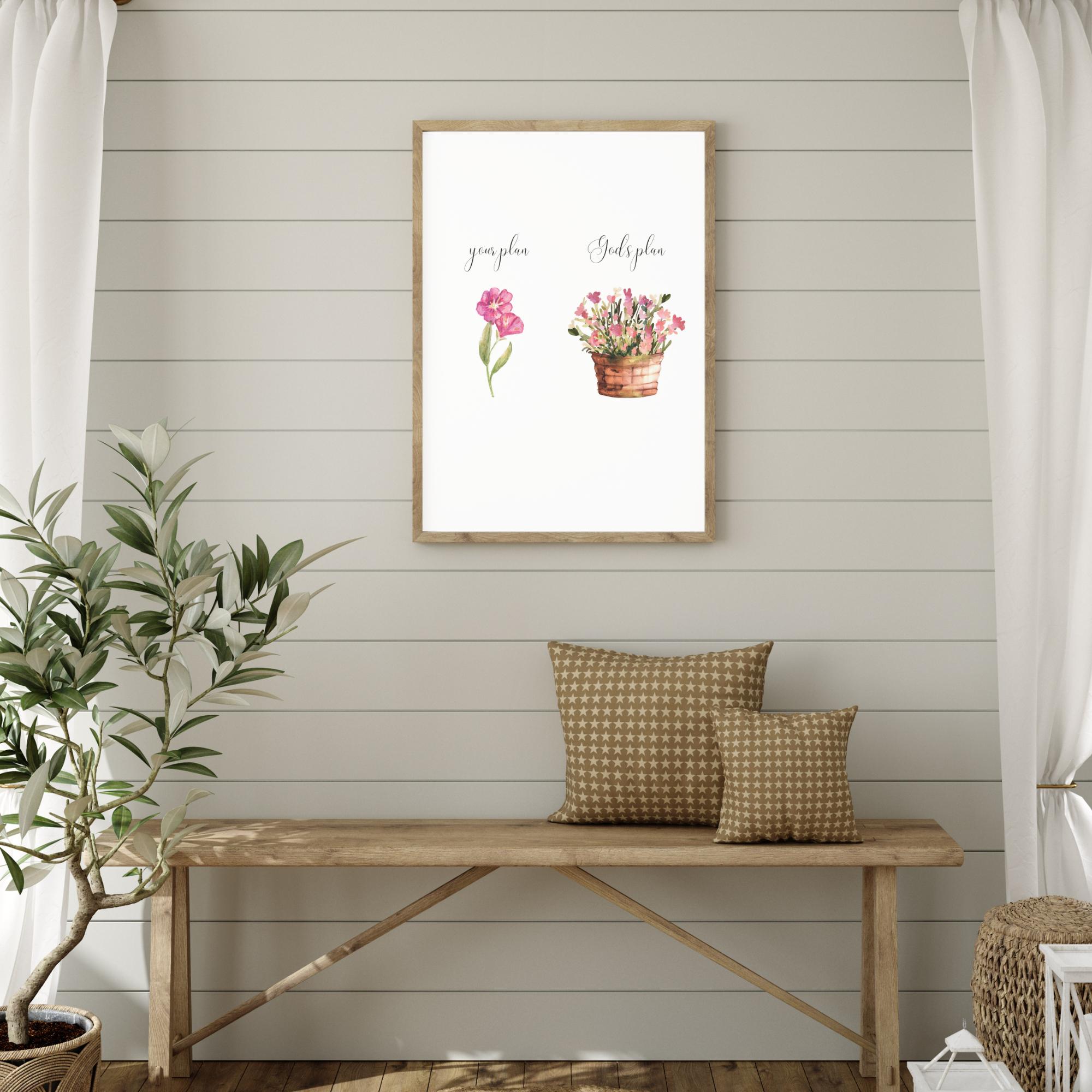 Christian Digital Art, Wall Decor, Flowers, Jesus Christ, Country Style ...