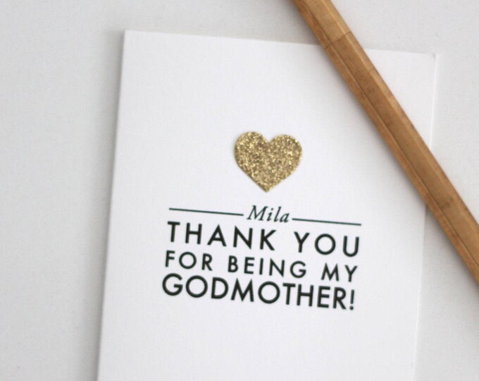 Thank You For Being My Godmother Custom Name Card With Gold