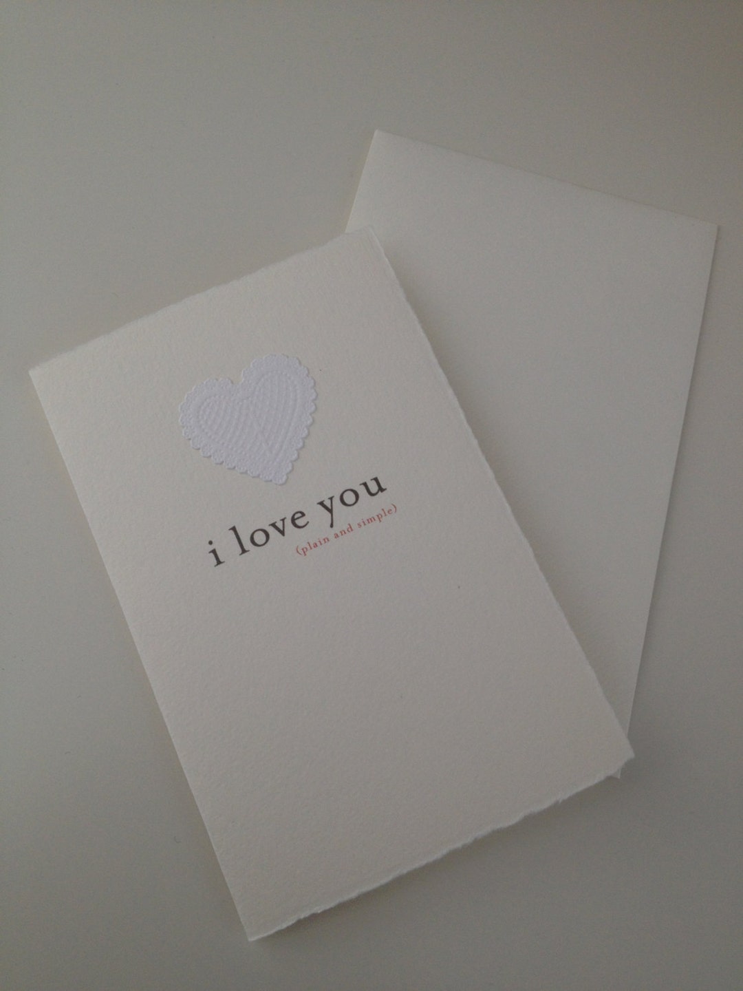 I LOVE YOU plain and Simple Card With Heart Applique - Etsy