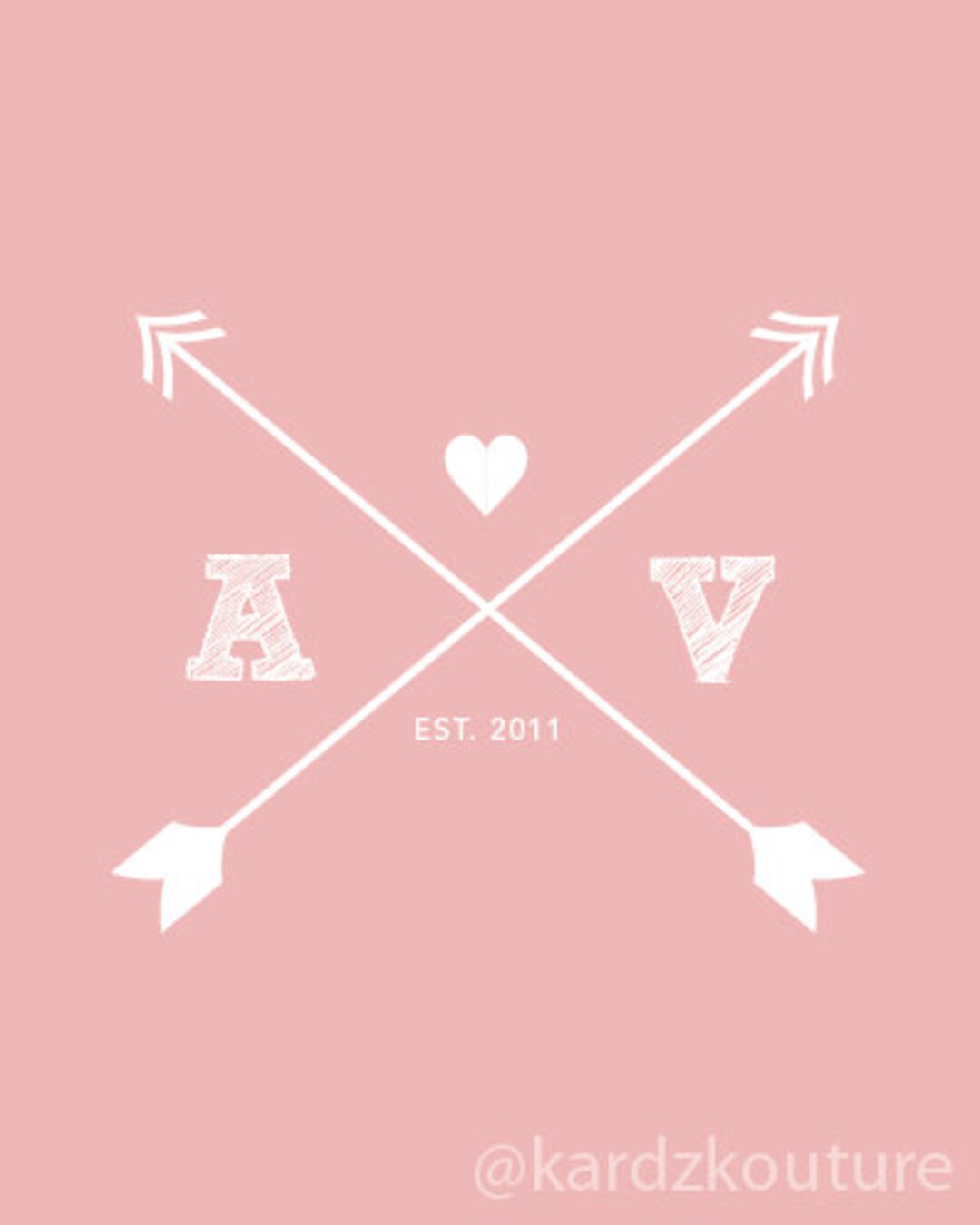 CUSTOM Typography Print PINK Background With Arrows and Initials ...