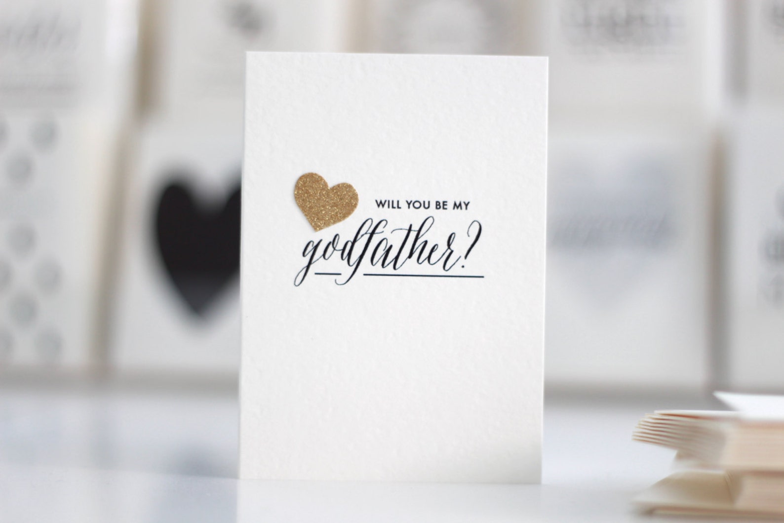 Godfather Card With Gold Glittered Heart Applique/ Godfather - Etsy Canada
