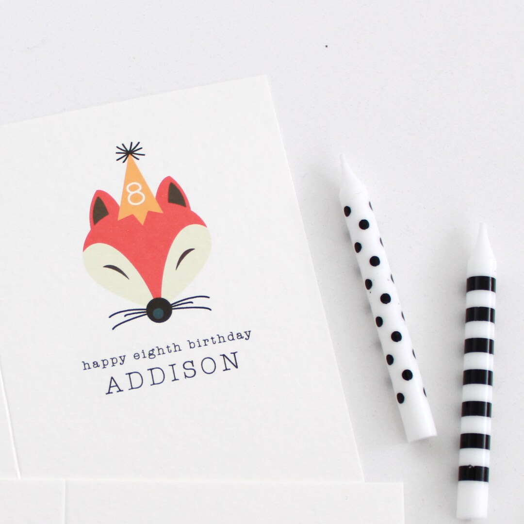Custom name & Age Happy Birthday Fox Card / Card With a Fox - Etsy