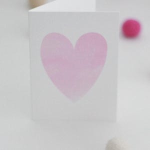Card With a Pink Watercolour Heart / Anniversary Card / Heart Cards ...