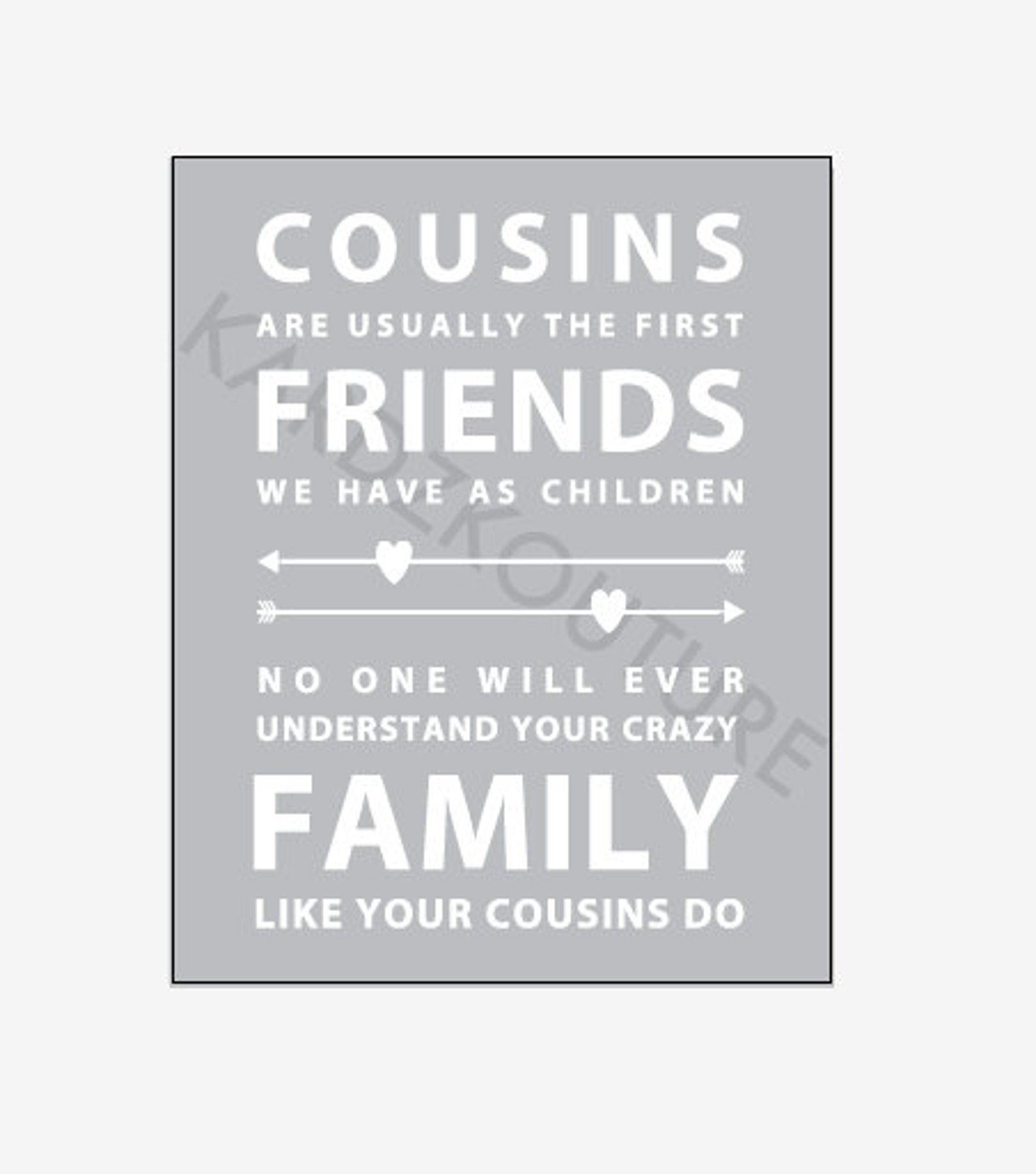 Typography Print cousins Art Print Art to Frame - Etsy