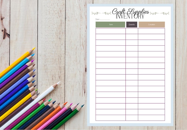 Craft Supplies Inventory List Printable - Etsy