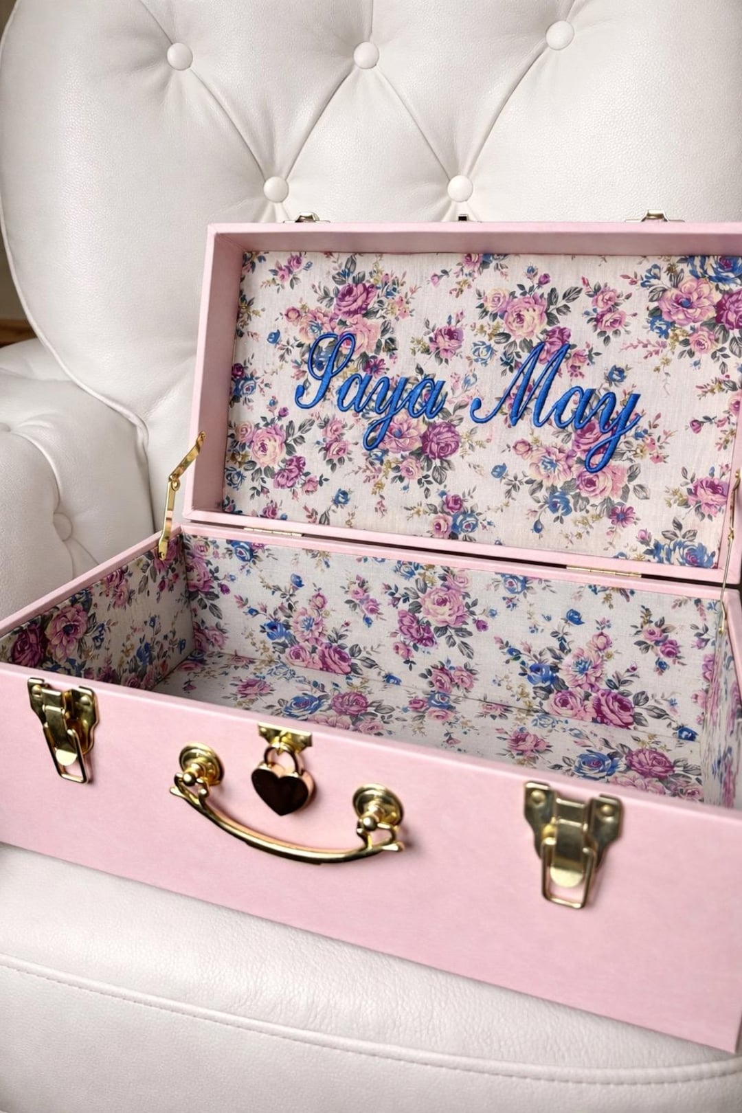 Personalized Leather Baby Keepsake Trunk Large Storage Gift for Newborn ...