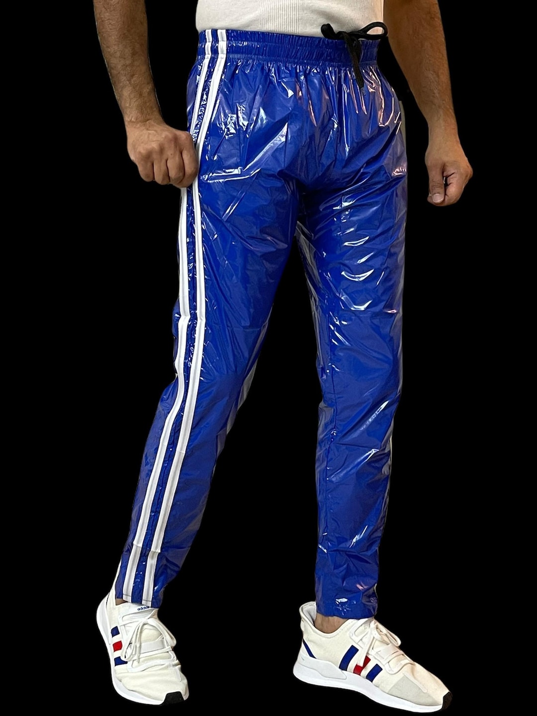 Shiny Blau PU Nylon Joggers – Glossy Track Pants - Etsy